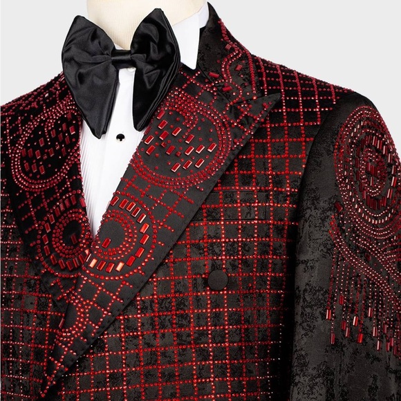 Suits & Blazers | Mens Red Black Custom Tuxedo | Poshmark